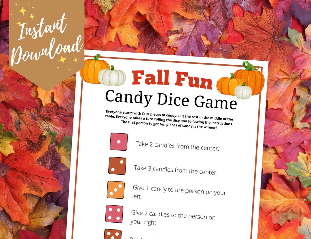 Fall Candy Dice Game: Fun Autumn Party Activity (digital Download) - Etsy