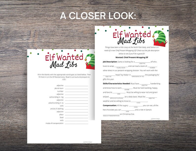 Christmas Ad Lib Game Funny Elf Mad Libs Game Christmas Day - Etsy