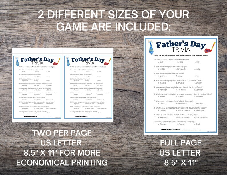 Father's Day Trivia Game Printable for Kids & Adults - Etsy