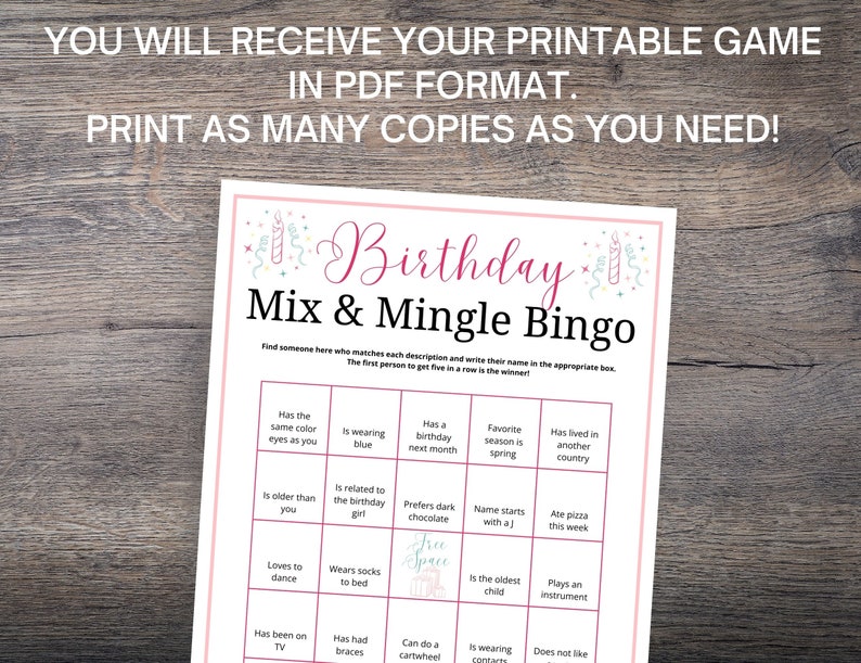 Birthday Guest Bingo: Mix and Mingle Icebreaker Game (editable PDF) - Etsy