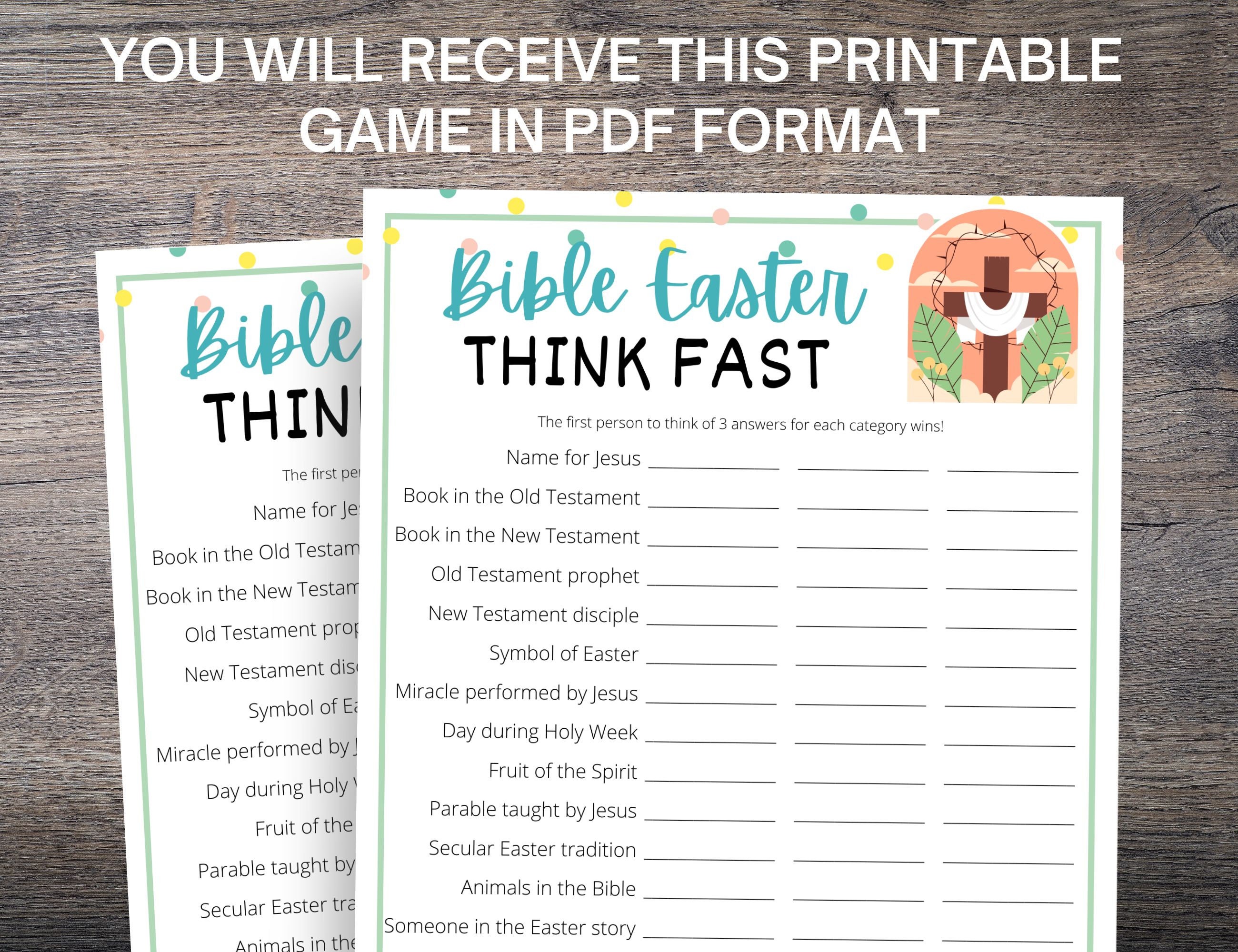 Bible Easter Think Fast Game Christian Easter Activity for - Etsy