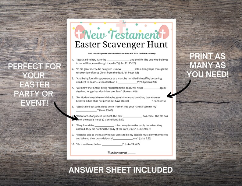 Easter Bible Scavenger Hunt Game: Sunday School, Youth Groups (PDF ...
