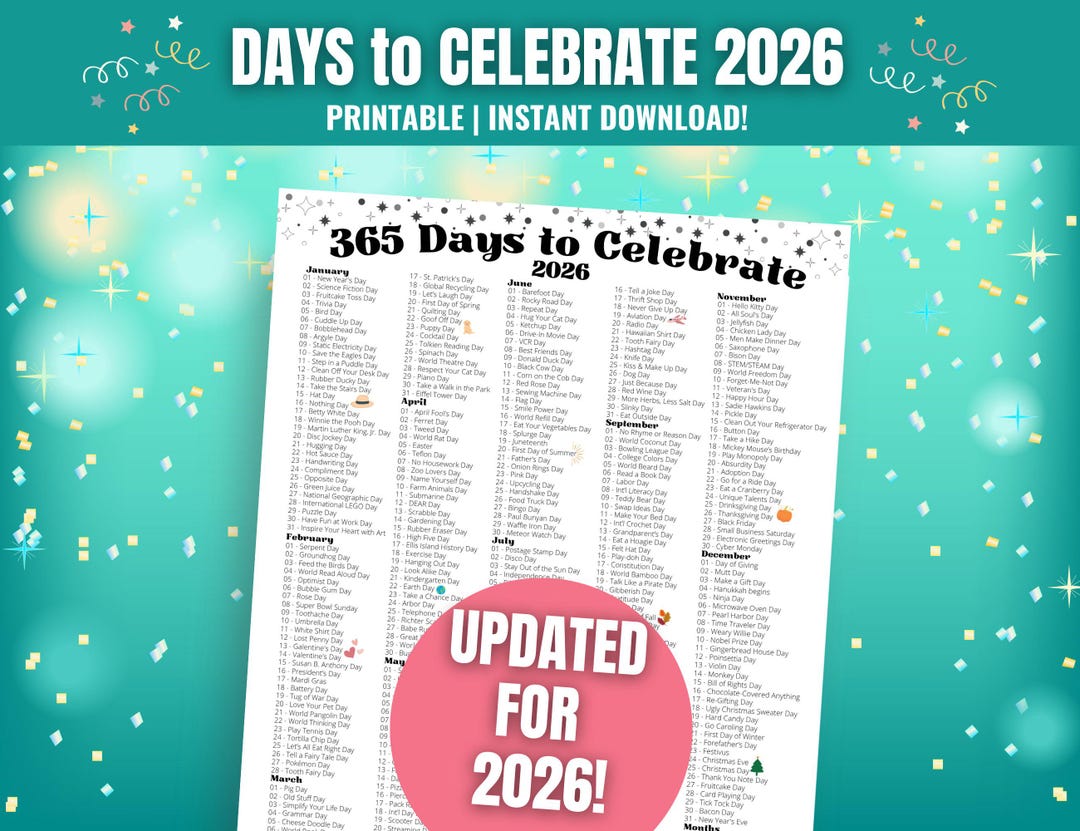 2026 National Fun Days Calendar: Social Media Ideas (printable) - Etsy
