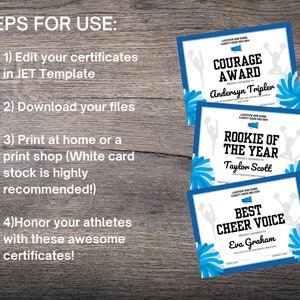 Editable Cheerleading Award Certificates: End of Season Team Awards ...