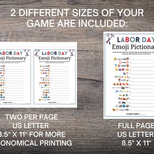 Labor Day Emoji Pictionary Game: Printable Trivia Activity (PDF ...