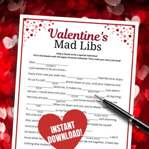 Valentine’s Day Ad Libs Game, Fun Valentine Mad Libs, Funny Valentine ...