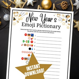 New Year’s Emoji Pictionary Game, Fun New Years Game for Kids, Teens ...