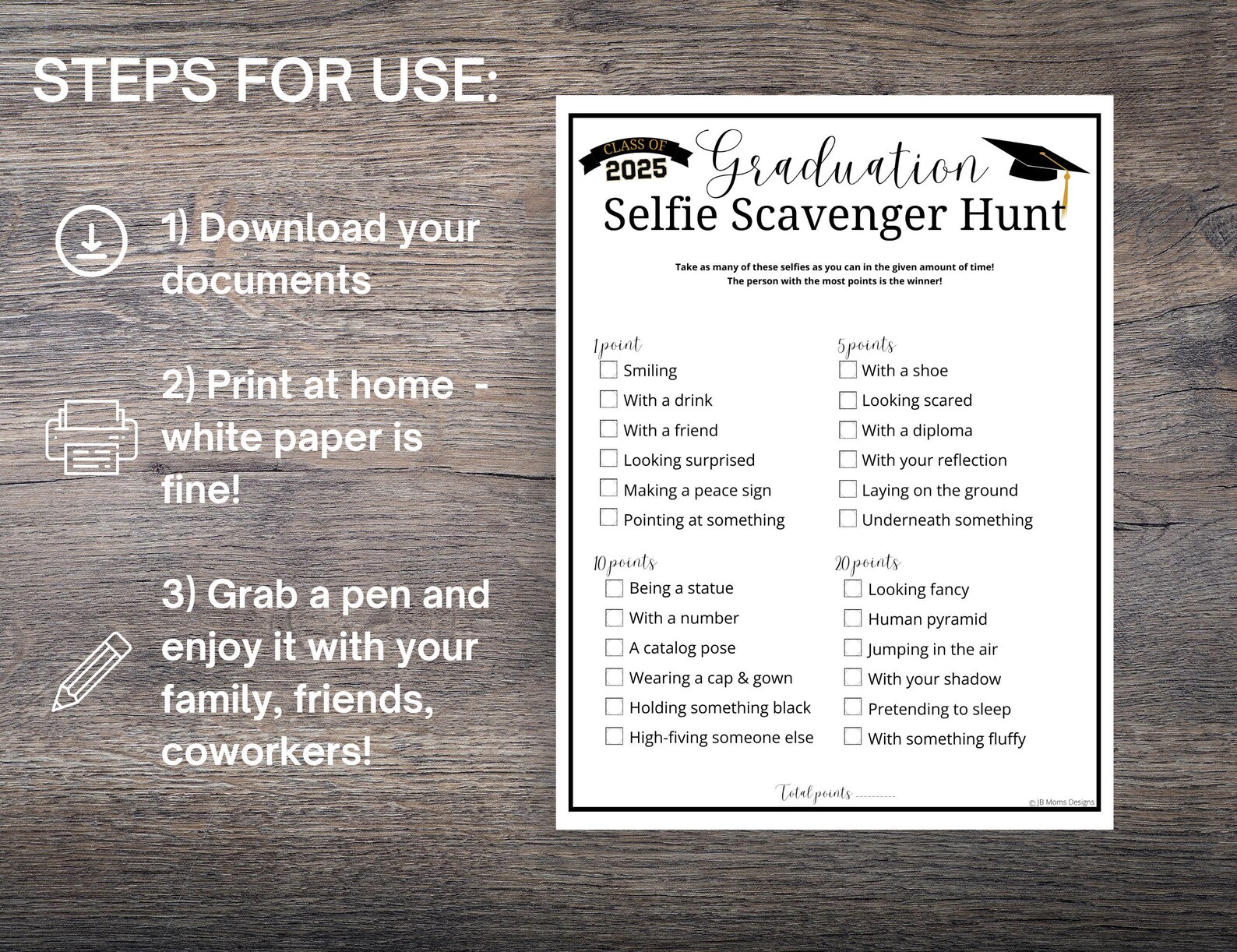 Graduation Selfie Scavenger Hunt Game: Class of 2025 Grad Party ...
