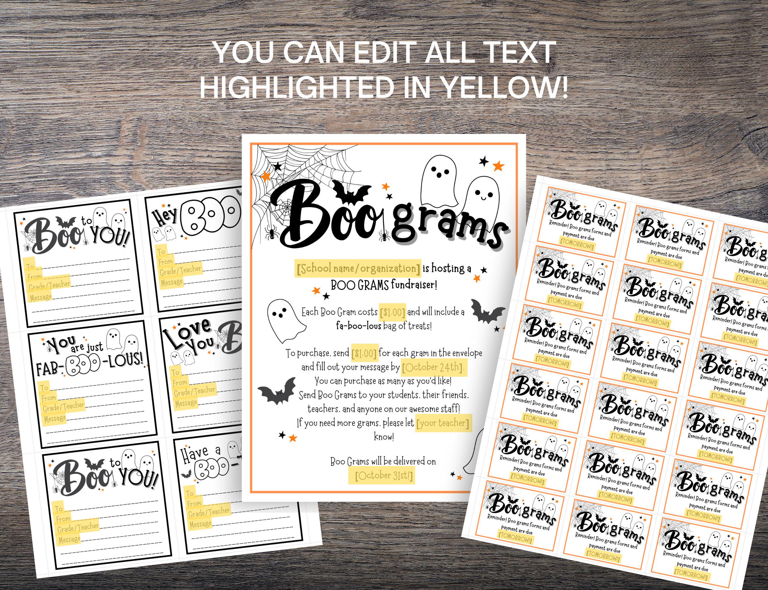 Editable Halloween Boo Grams Fundraiser Kit: Printable Flyers ...