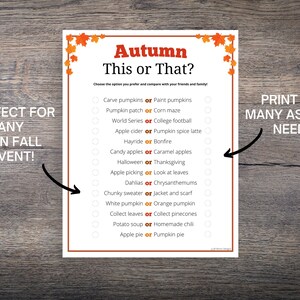 Fall This or That Game: Printable Autumn Activity (PDF) - Etsy