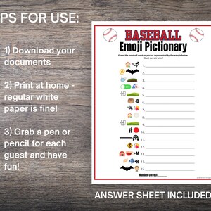 Baseball Emoji Pictionary Game: Baseball-themed Series Party (digital ...