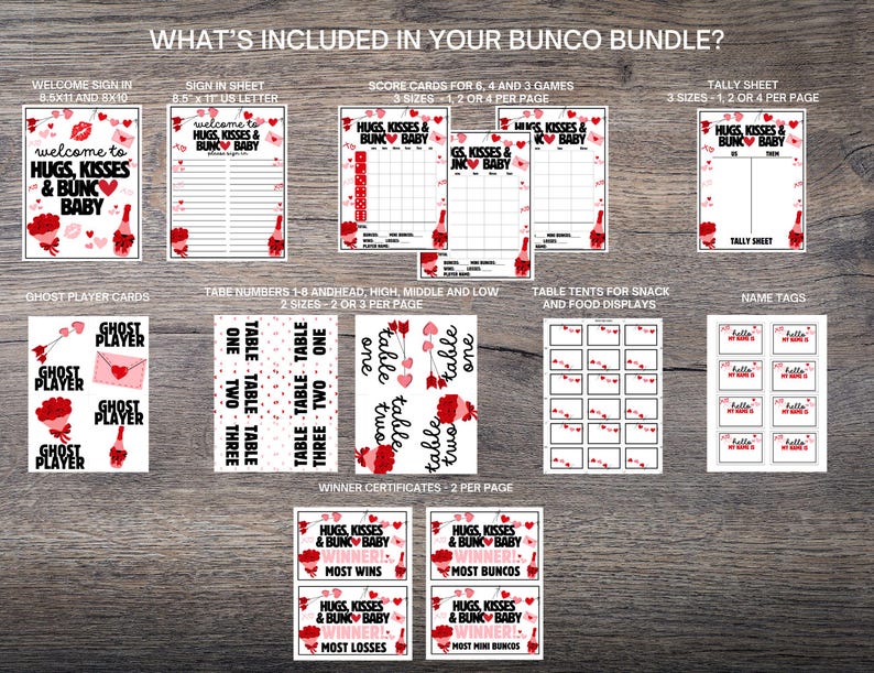Valentines Bunco Party MEGA Bundle: Printable Scorecards, Tally Sheets ...