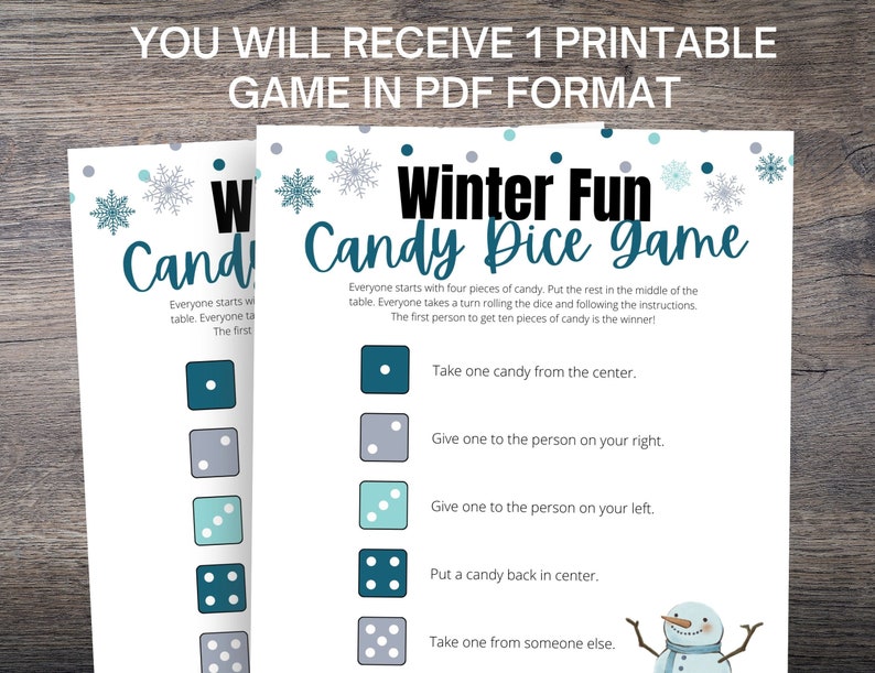 Winter Candy Dice Game for Kids & Teens Winter Holiday Party - Etsy