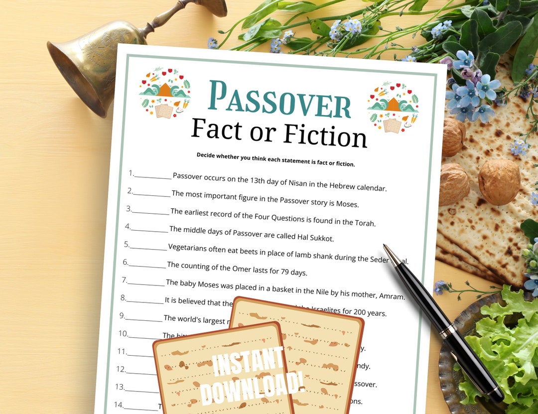 Passover Fact or Fiction Trivia Game (printable PDF) - Etsy