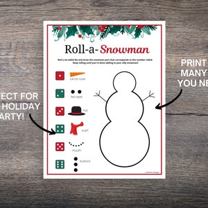 Roll a Snowman Christmas Game: Holiday Dice Game for Kids (PDF) - Etsy