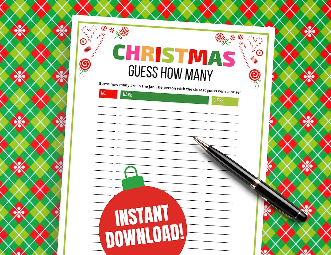 Christmas Guess How Many Game, Guess How Many Candies Game, Christmas ...
