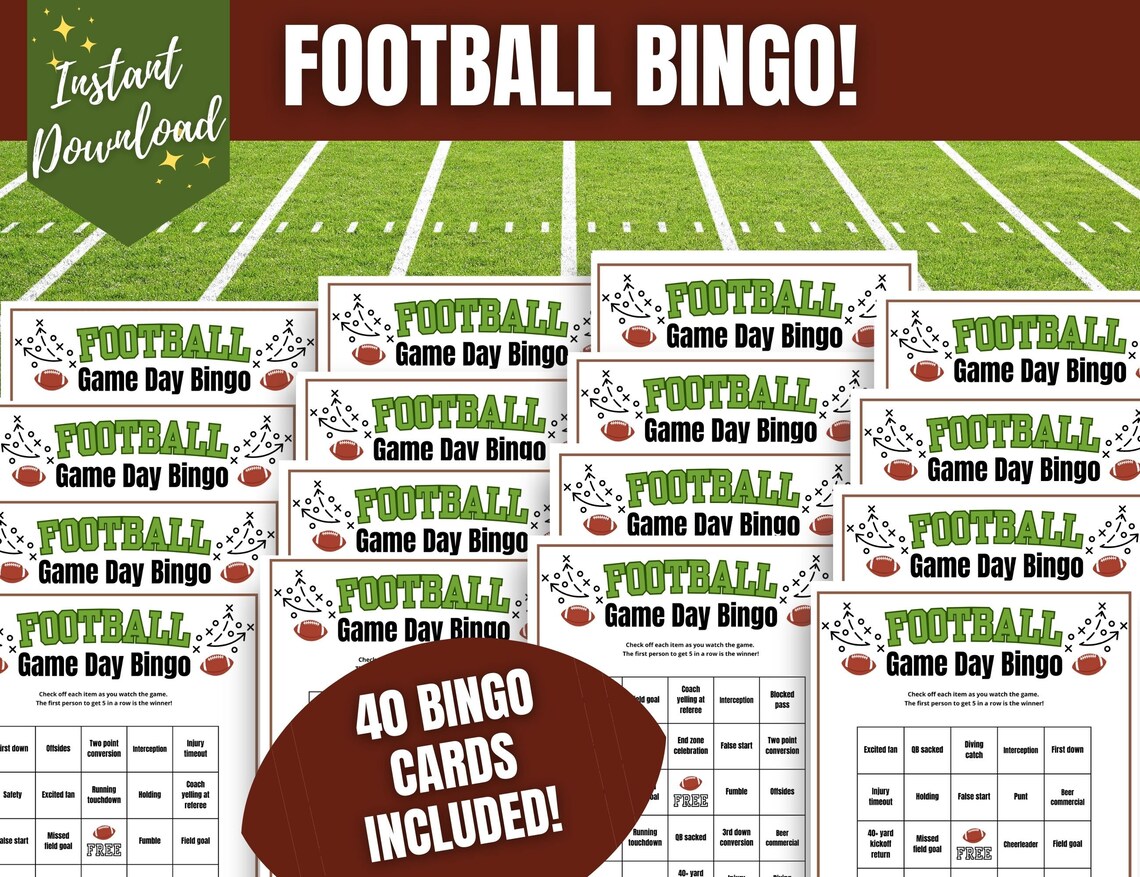 Football Bingo Game: Fun Party Idea (printable PDF) - Etsy