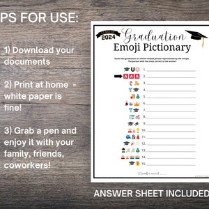 Graduation Emoji Pictionary Game, Emoji Game for Graduation Party ...
