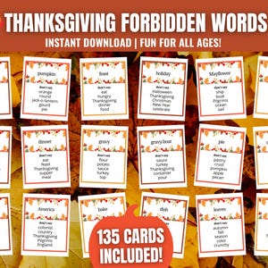 Thanksgiving Forbidden Words Game, Fun Thanksgiving Printable Game Kids ...