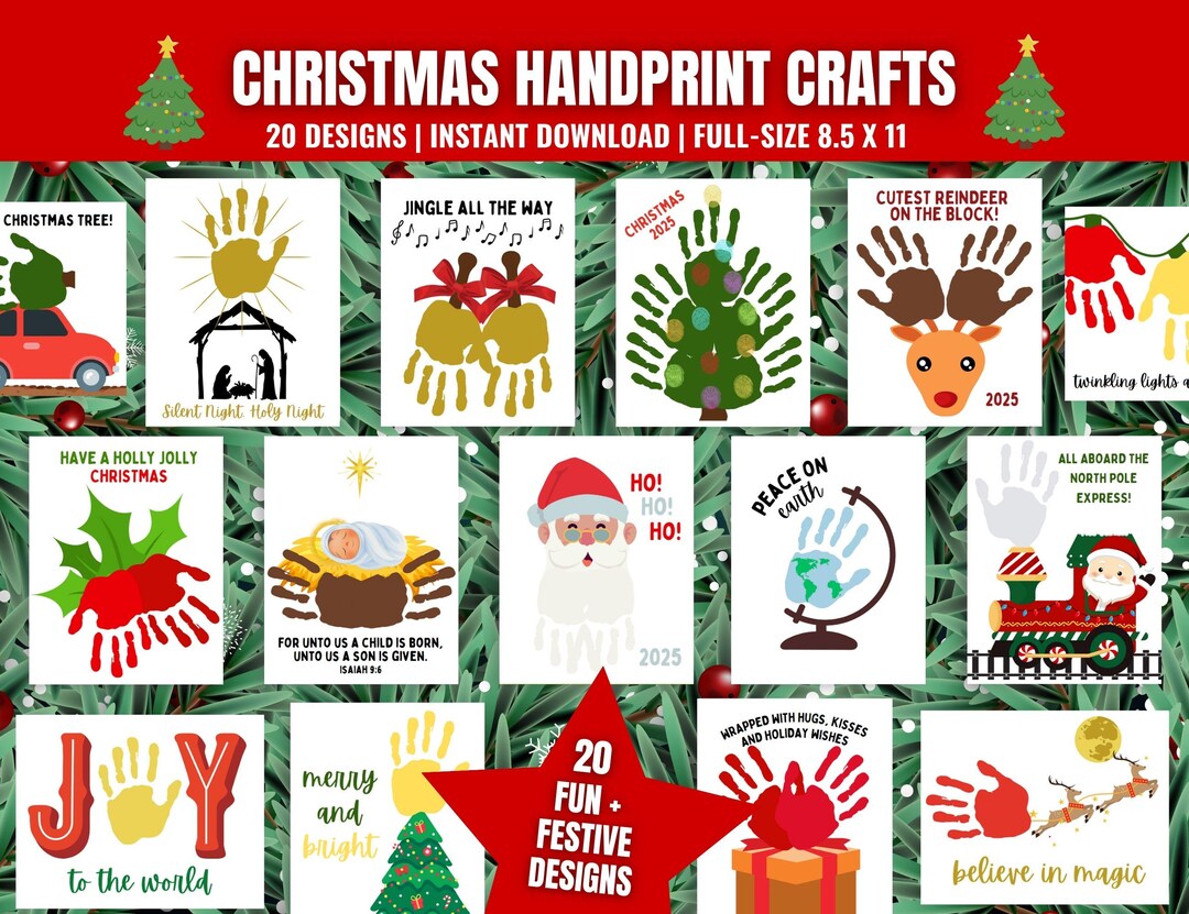 2025 Christmas Handprint Craft Templates, Holiday Keepsake (digital ...