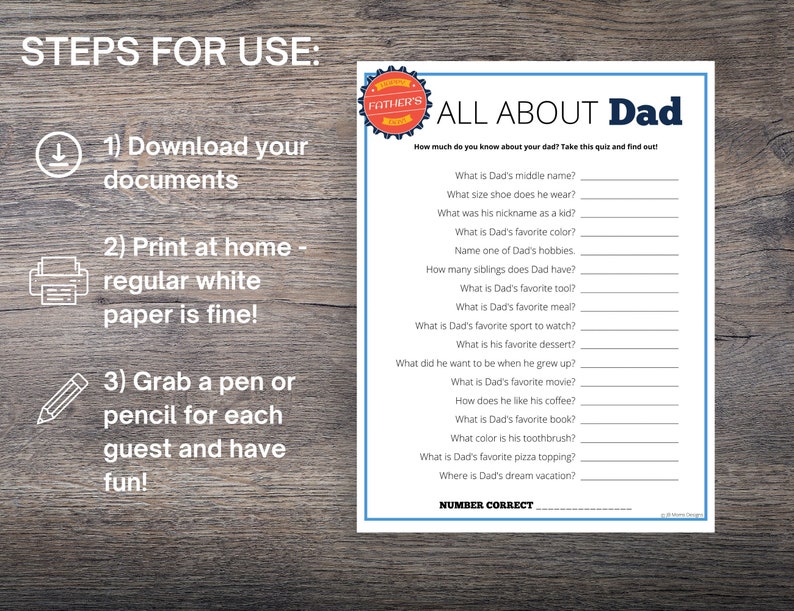 All About Dad Fathers Day Game Fun Fathers Day Idea for - Etsy