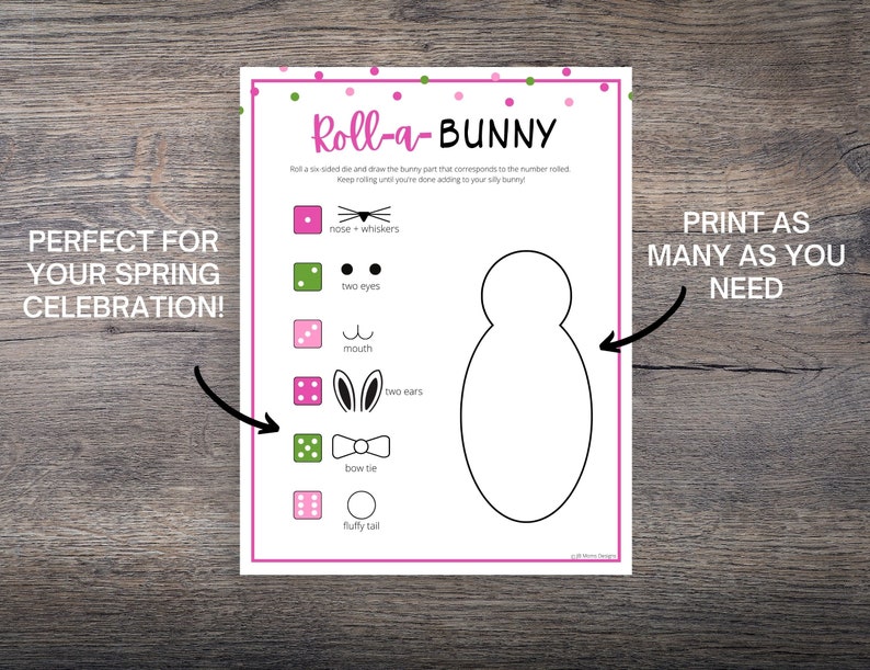 Spring Roll a Bunny Game Fun Spring Game for Class Party - Etsy