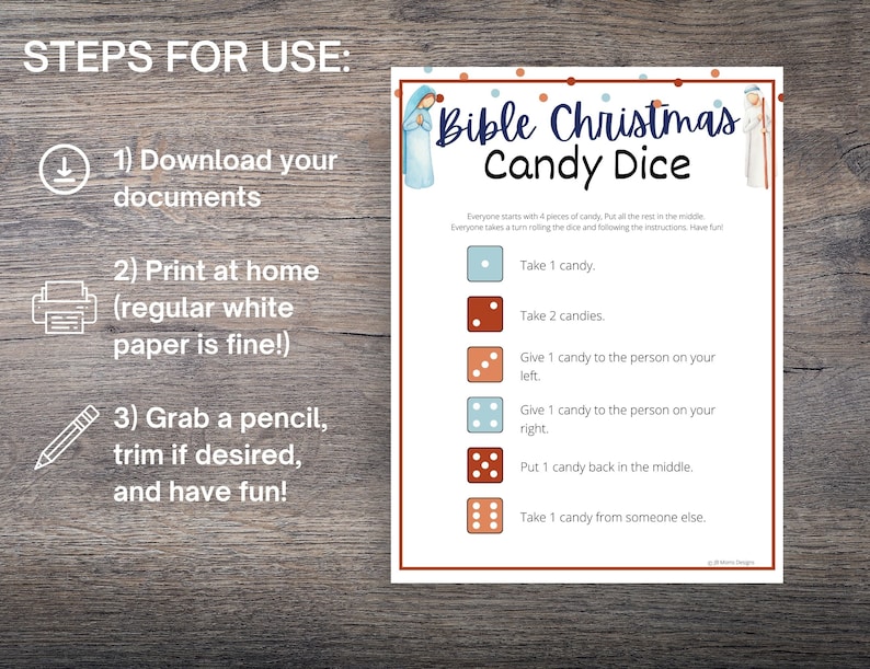 Bible Christmas Candy Dice Game Christian Christmas Game - Etsy