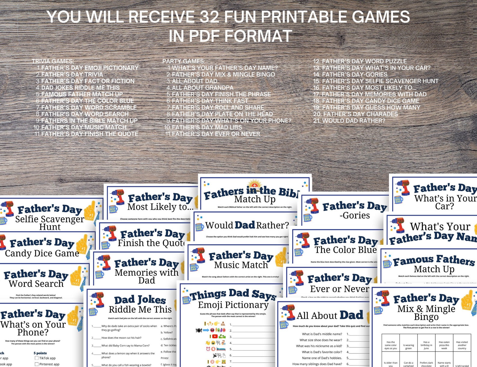 Father's Day Games BUNDLE: 32 Family Activities (printable) - Etsy