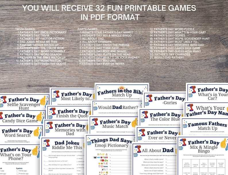 Father's Day Games BUNDLE: 32 Family Activities (printable) - Etsy