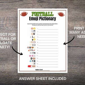 Football Emoji Pictionary Game: Tailgate Party Fun Quiz (digital ...