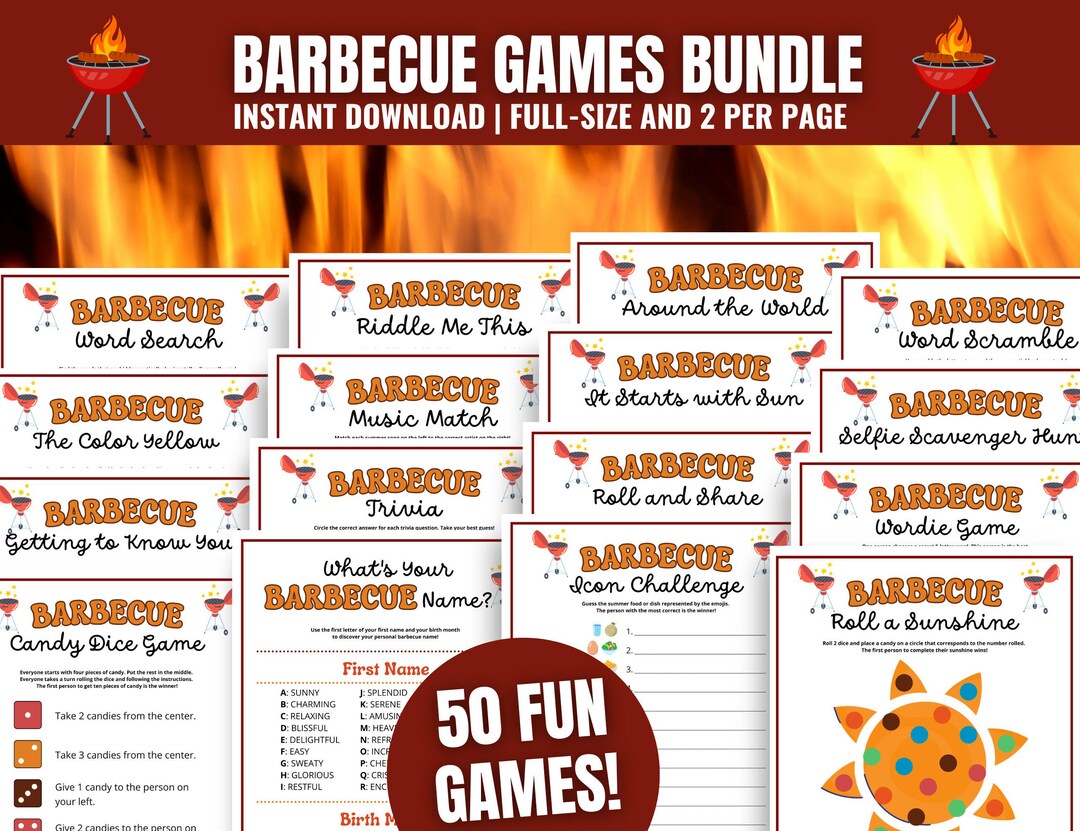 Barbecue Games BUNDLE, Backyard BBQ Games, Barbecue Printable Games ...