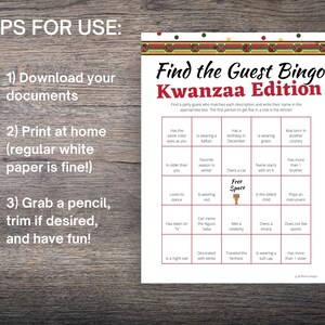 Kwanzaa Find the Guest Bingo Game, Kwanzaa Human Bingo Game for ...