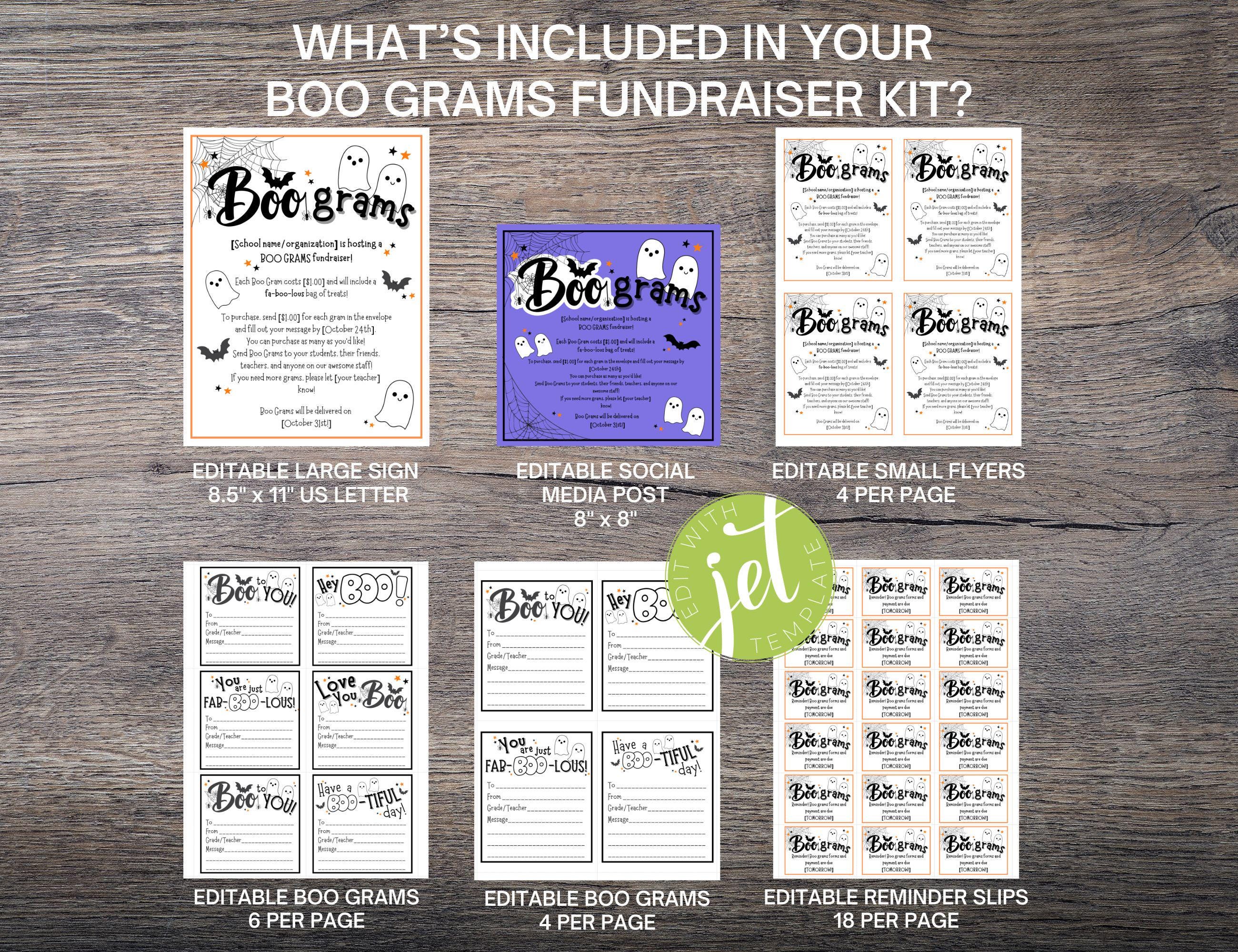 Editable Halloween Boo Grams Fundraiser Kit: Printable Flyers ...