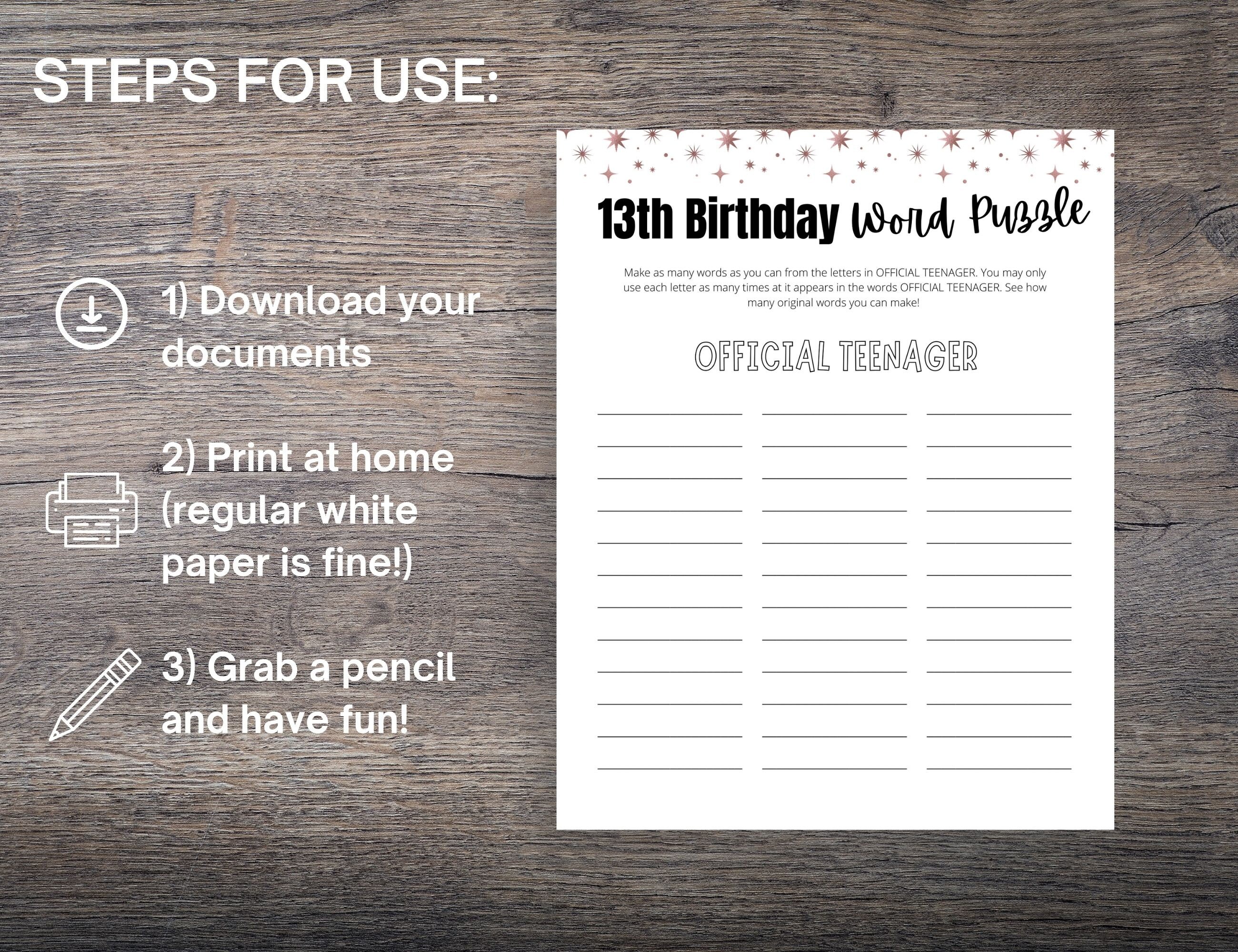 13th Birthday Party Games Bundle for Her 13th Birthday Games - Etsy