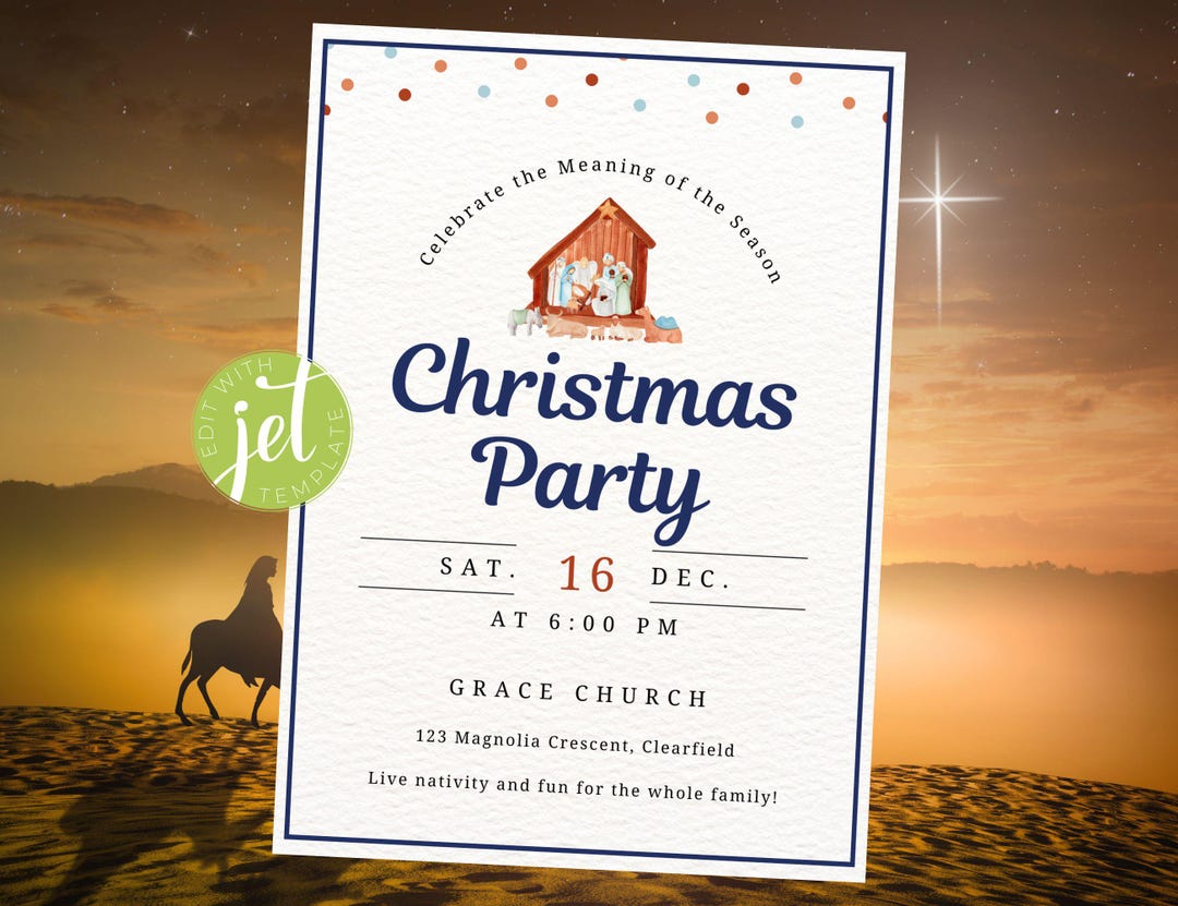 Bible Christmas Party Editable Invitation, Christian Christmas ...