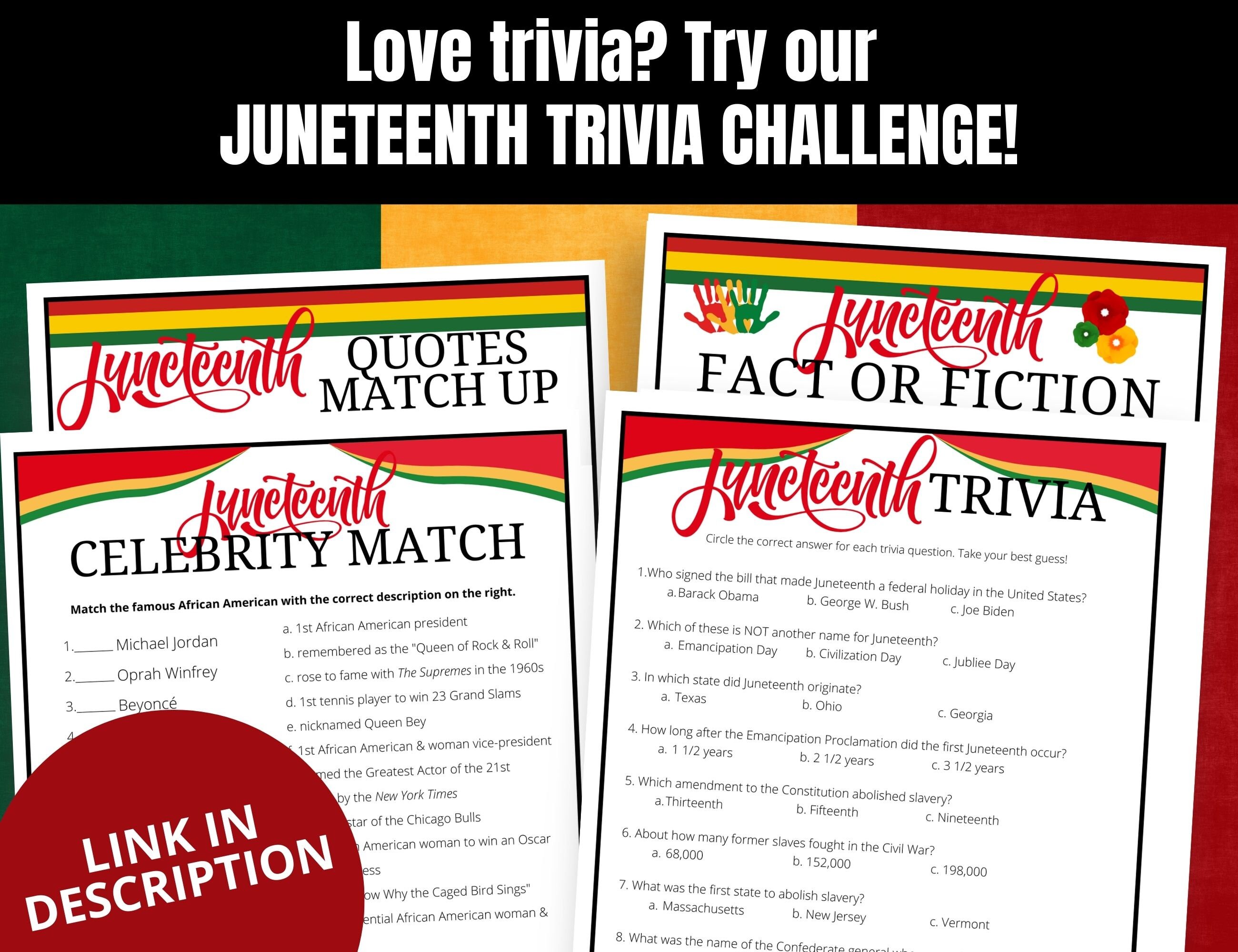 Juneteenth Celebrity Matching Game Fun Juneteenth Activity - Etsy