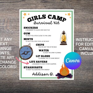 Girls Camp Survival Kit, LDS Girls Camp Gifts, Young Women's Camp Treat ...