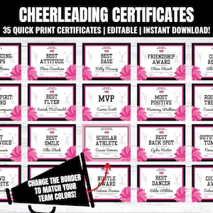 Editable Cheerleading Award Certificates (instant Download) - Etsy