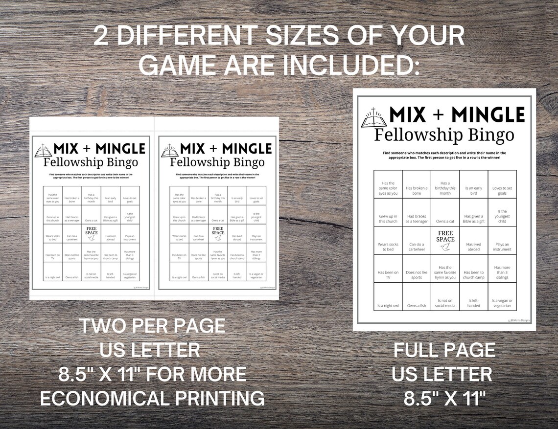 Fellowship Bingo Game: Christian Icebreaker, Church Youth Activity ...