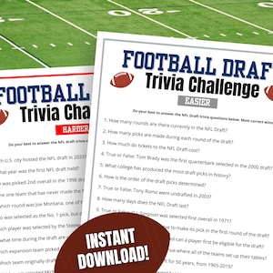 Football Draft Trivia Games Pack, Football Draft Trivia Questions and ...