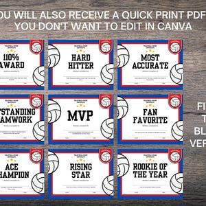 Editable Volleyball Award Certificates: Team Party, End of Season ...