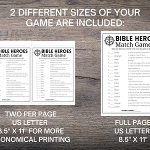 Bible Heroes Matching Game, Bible Game for Sunday School, Youth Group ...
