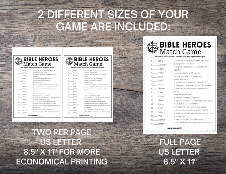 Bible Heroes Matching Game: Church Sunday School Activity (digital ...