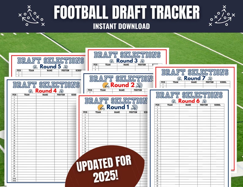 2025 Football Draft Tracker Printable: Draft Party (PDF) - Etsy