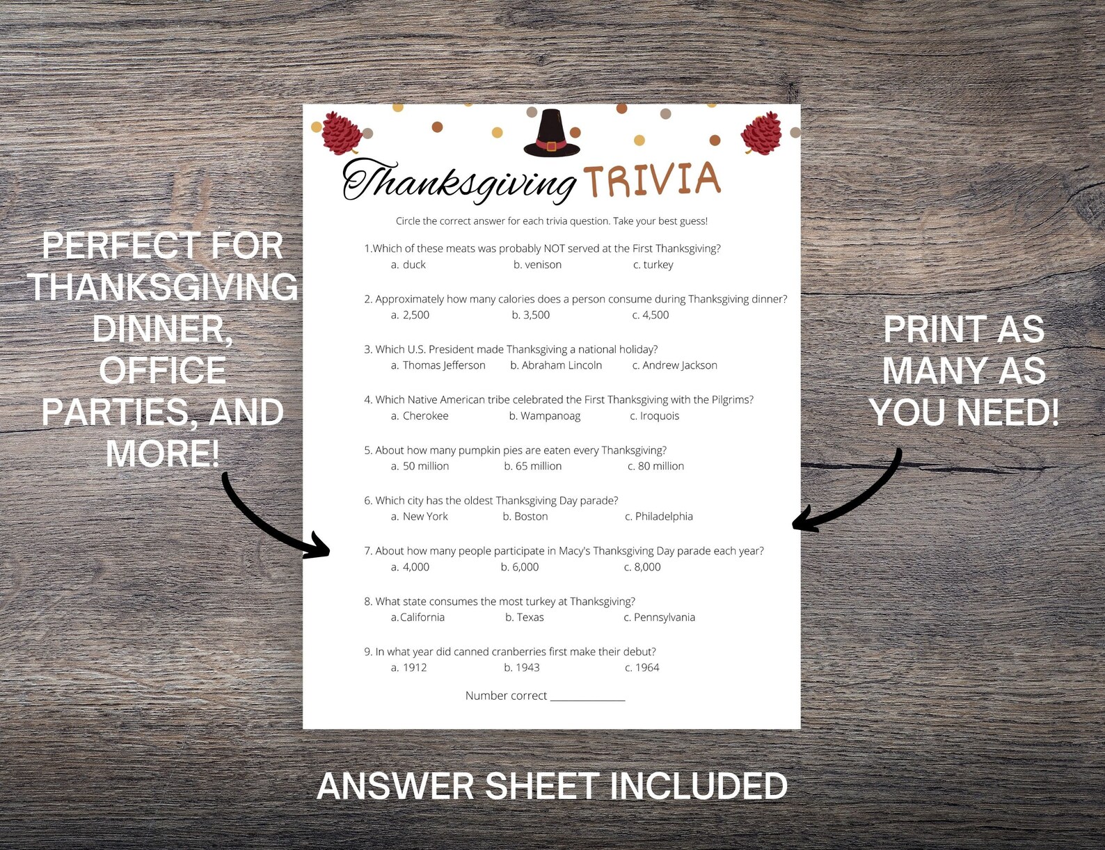 Thanksgiving TRIVIA BUNDLE Thanksgiving Party Games for - Etsy