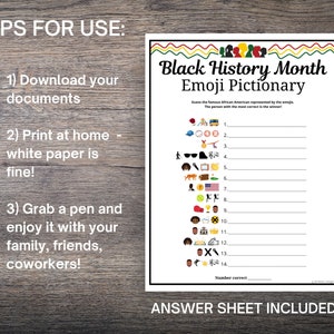Black History Month Emoji Pictionary Game: Famous African Americans ...