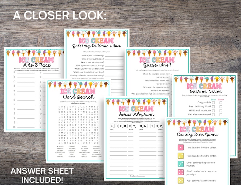 Ice Cream Games MEGA BUNDLE: 45 Printable Summer Party Activities ...