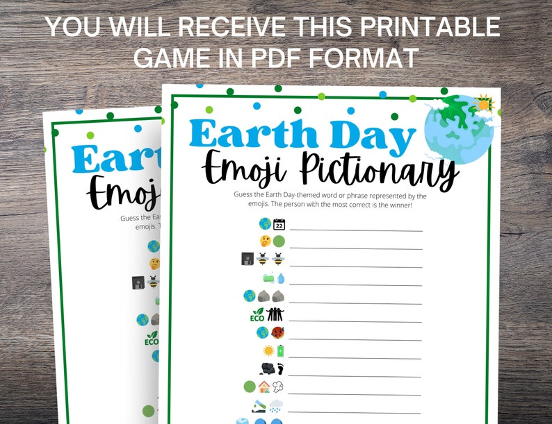 Earth Day Emoji Pictionary Game Fun Earth Day Trivia Game - Etsy