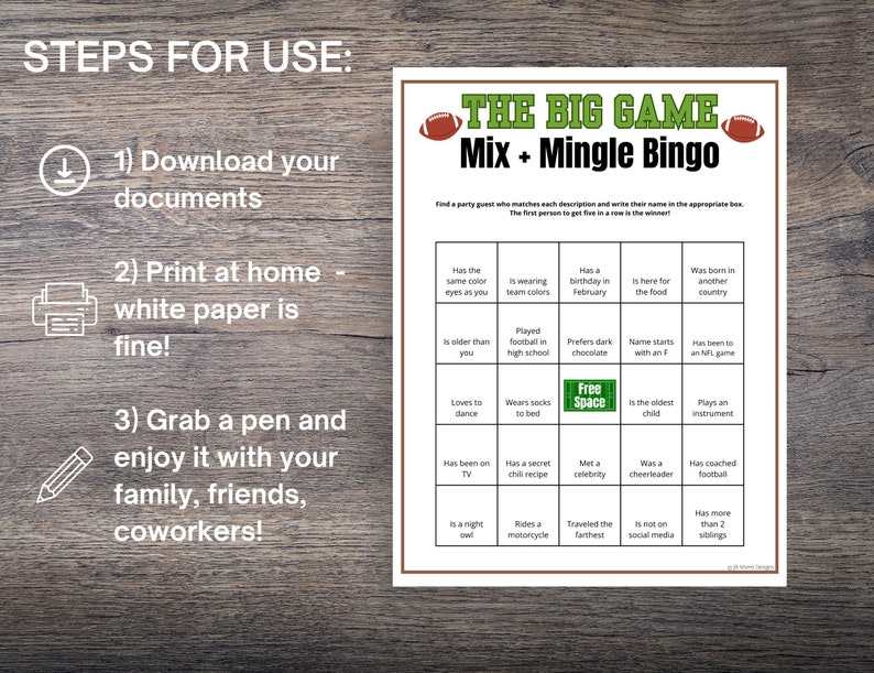 Super Football Party Human Bingo Game: Mix and Mingle Icebreaker ...