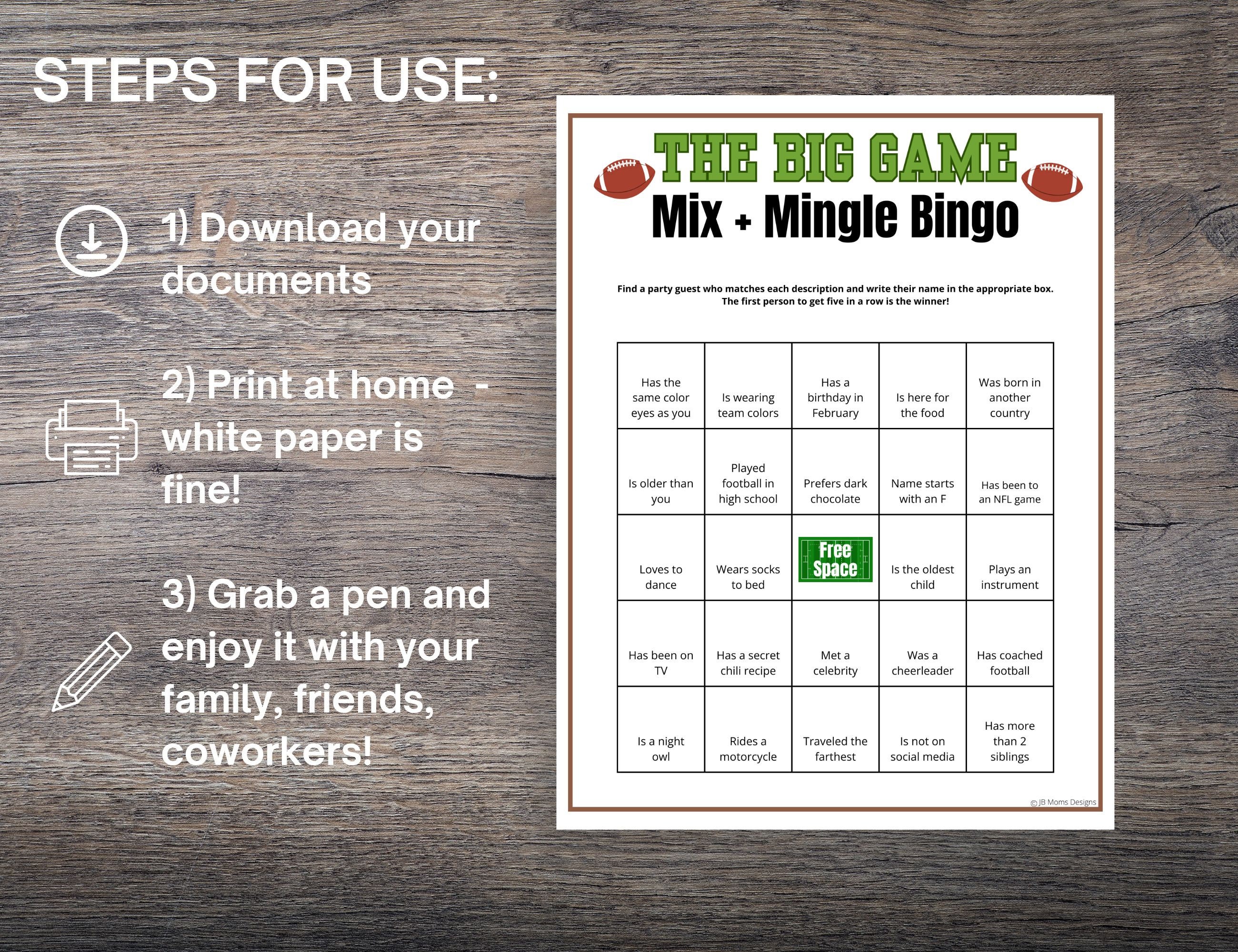 Super Football Party Human Bingo Game: Mix and Mingle Icebreaker ...